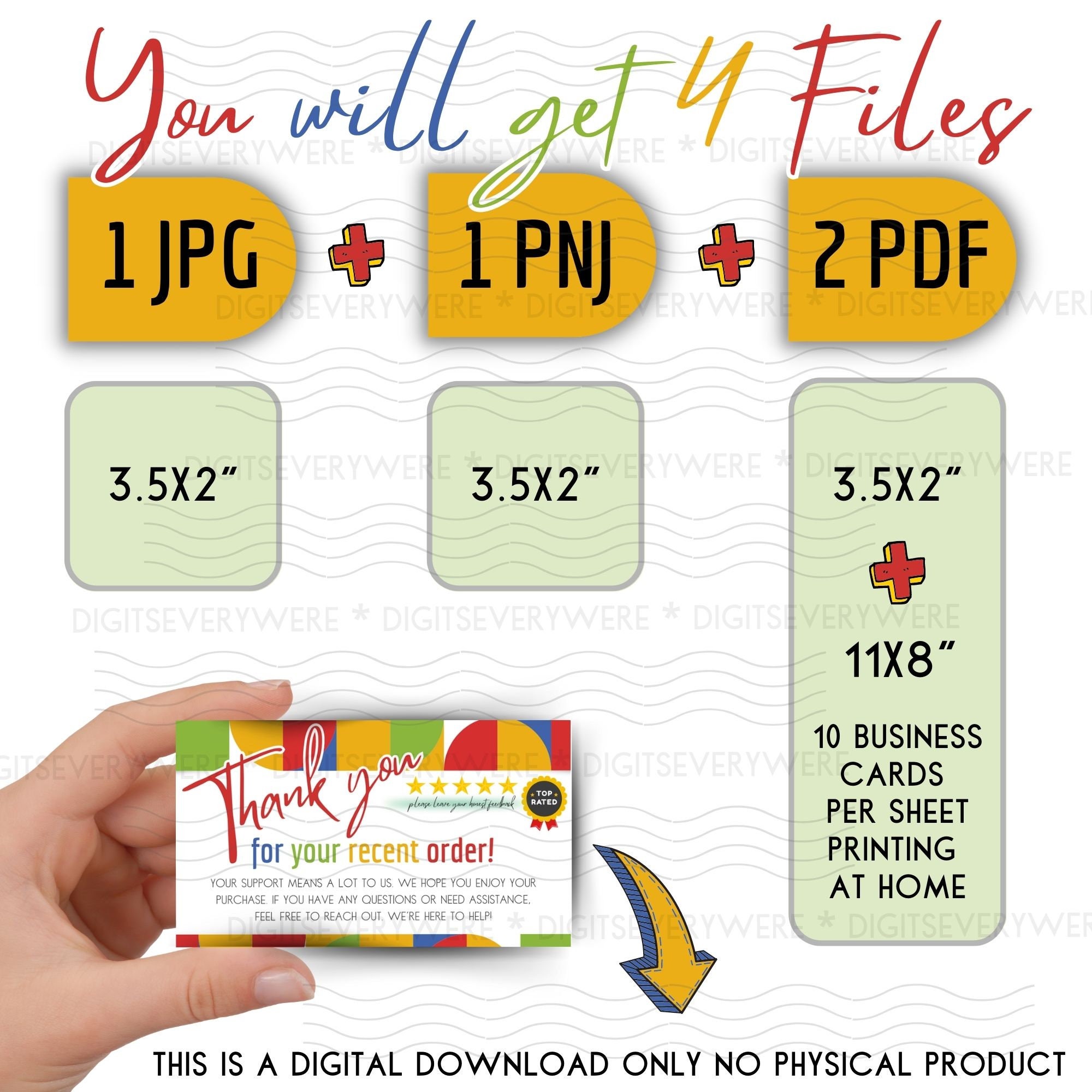 Ebay Thank You Card Template: Printable Business Note (digital Download ...