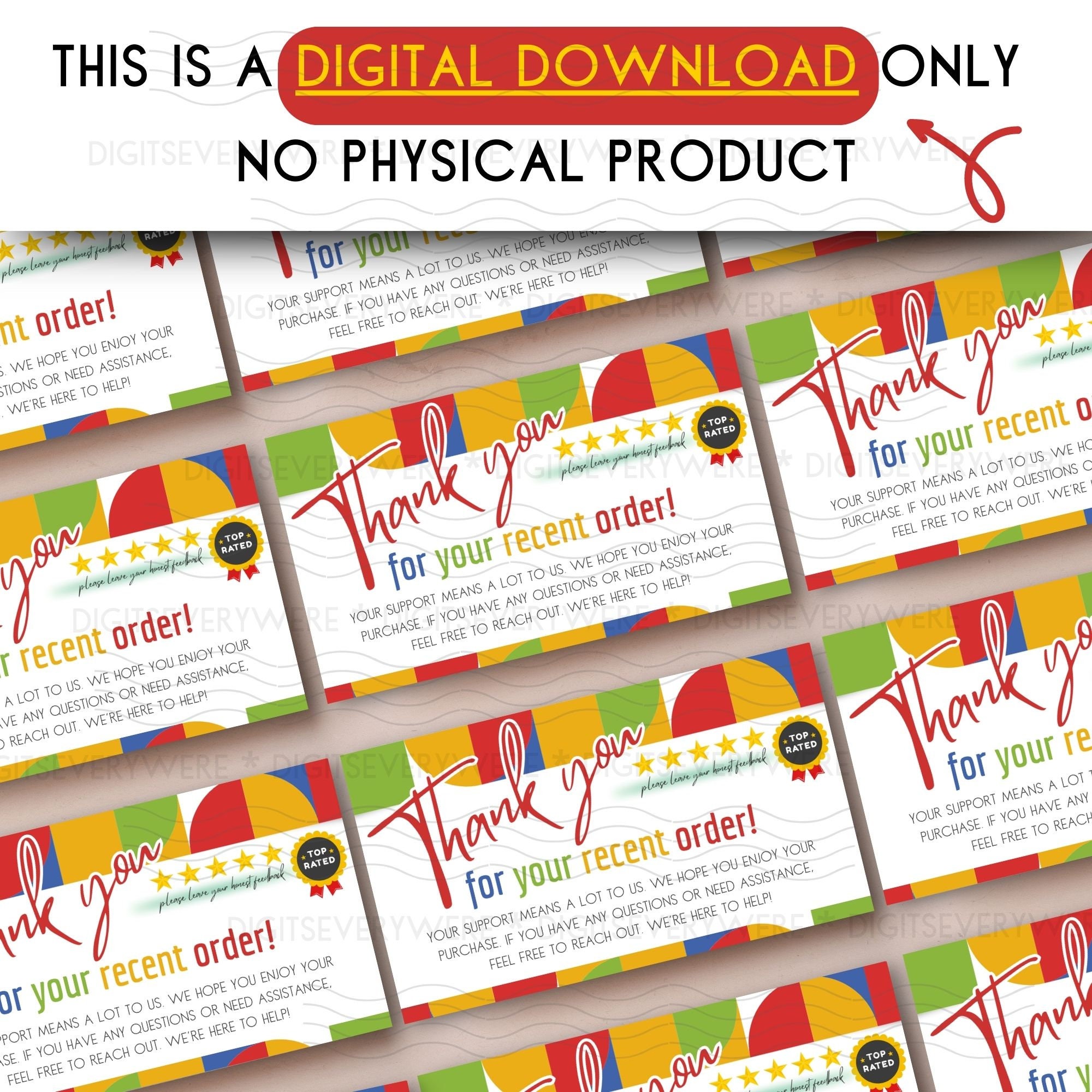 Ebay Thank You Card Template: Printable Business Note (digital Download ...