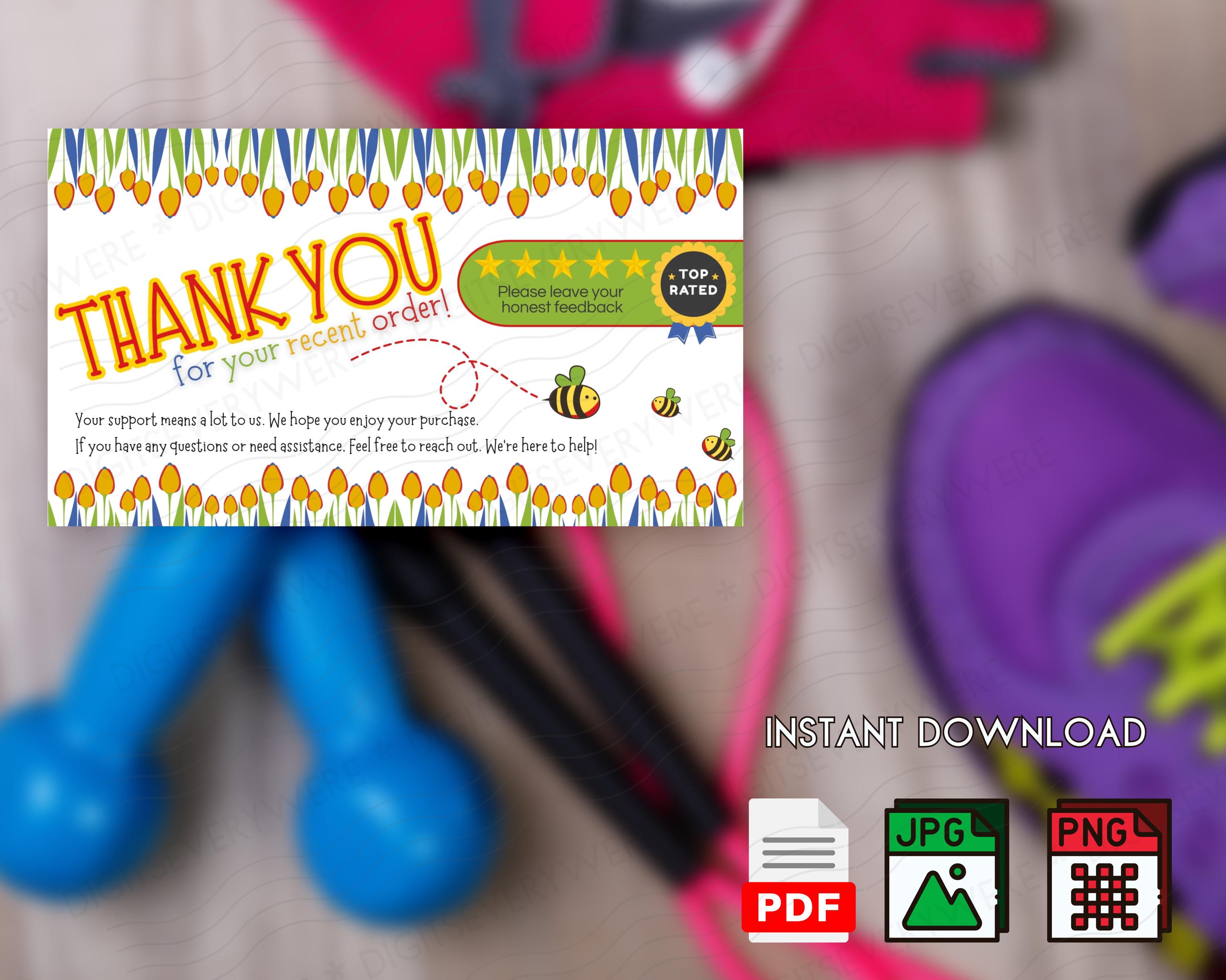 Thank You Card for Ebay Printable Template, Ebay Thank You Note, Ebay ...