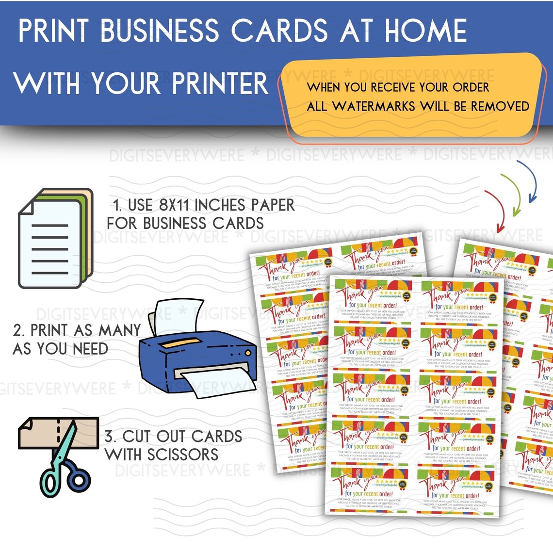 Ebay Thank You Card Template: Printable Business Note (digital Download ...