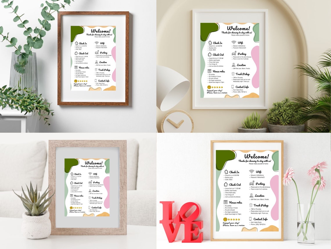 Airbnb Welcome Sign Template: House Rules Poster (canva Editable) - Etsy