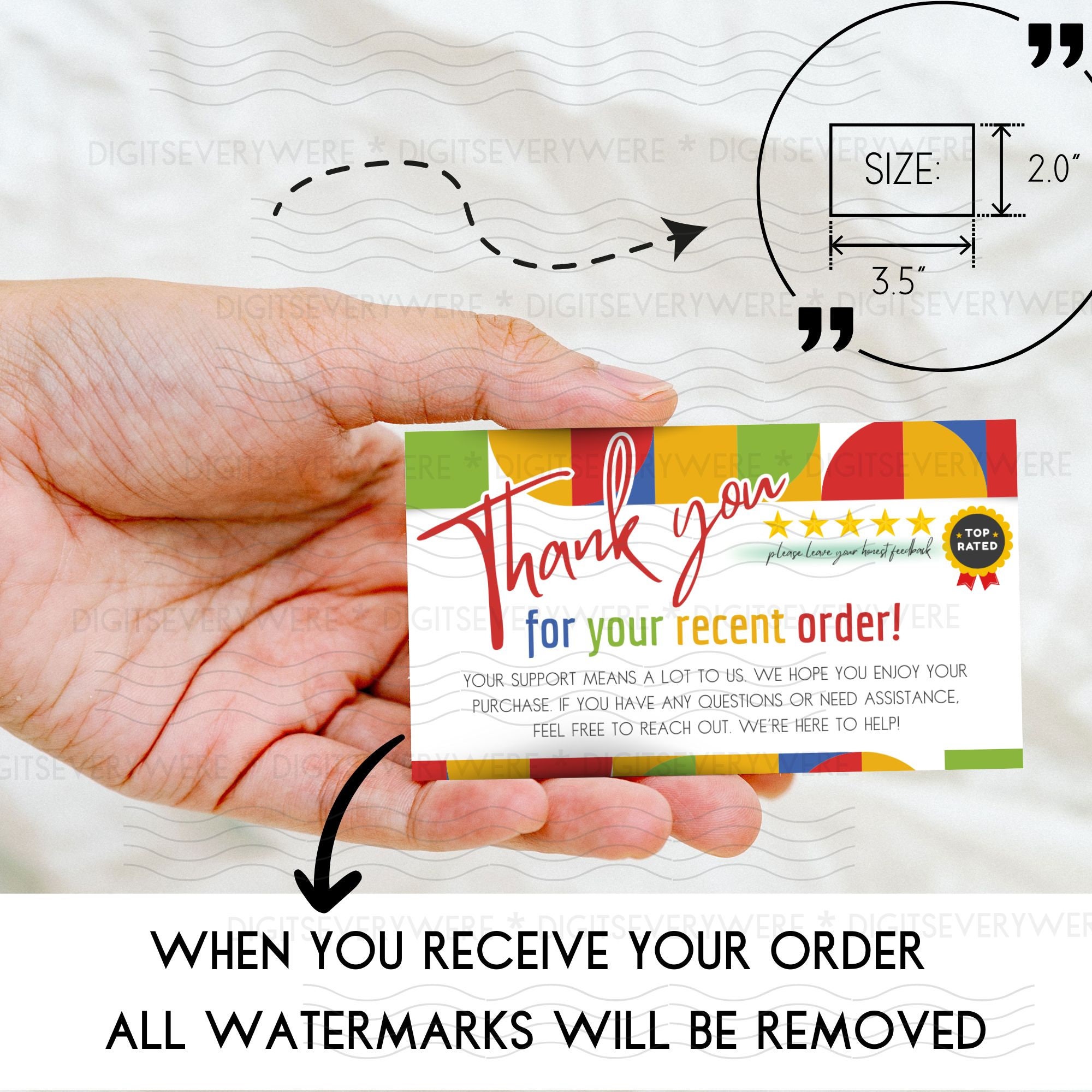 Ebay Thank You Card Template: Printable Business Note (digital Download ...