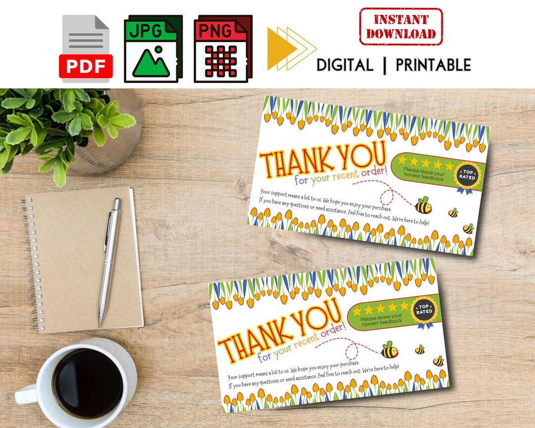 Thank You Card for Ebay Printable Template, Ebay Thank You Note, Ebay ...