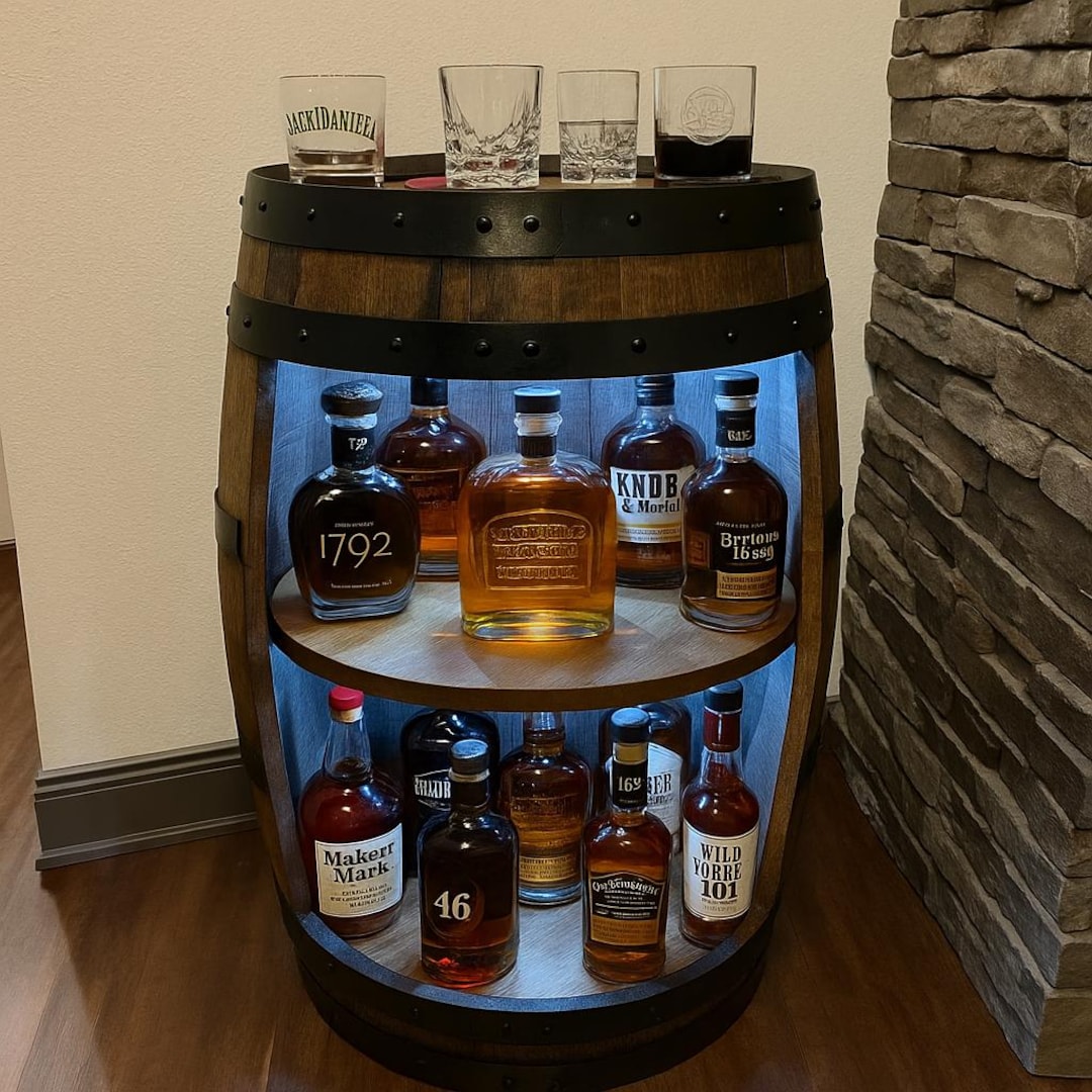 Authentic Bourbon Barrel Display Cabinet - Etsy