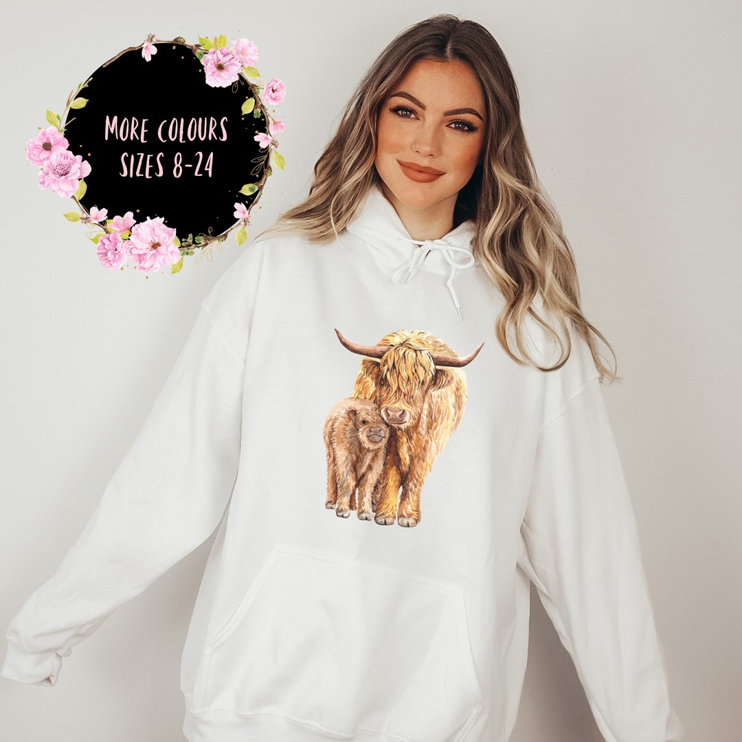 Pretty Highland Cow Hoodie | Mum and Me | Pinkpuffclothing - Etsy