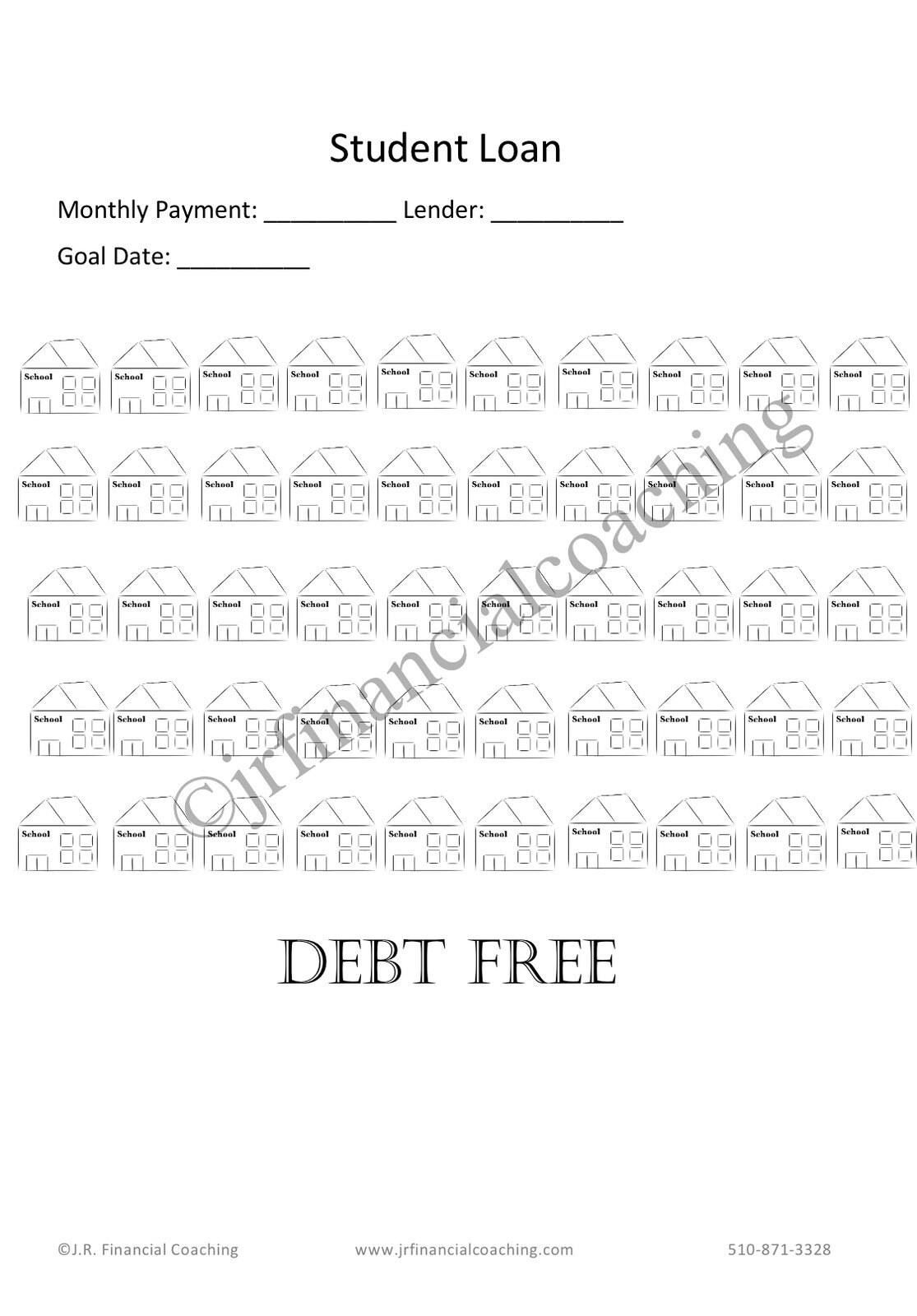 Debt Free Tracker School Loan Coloring Page | Etsy