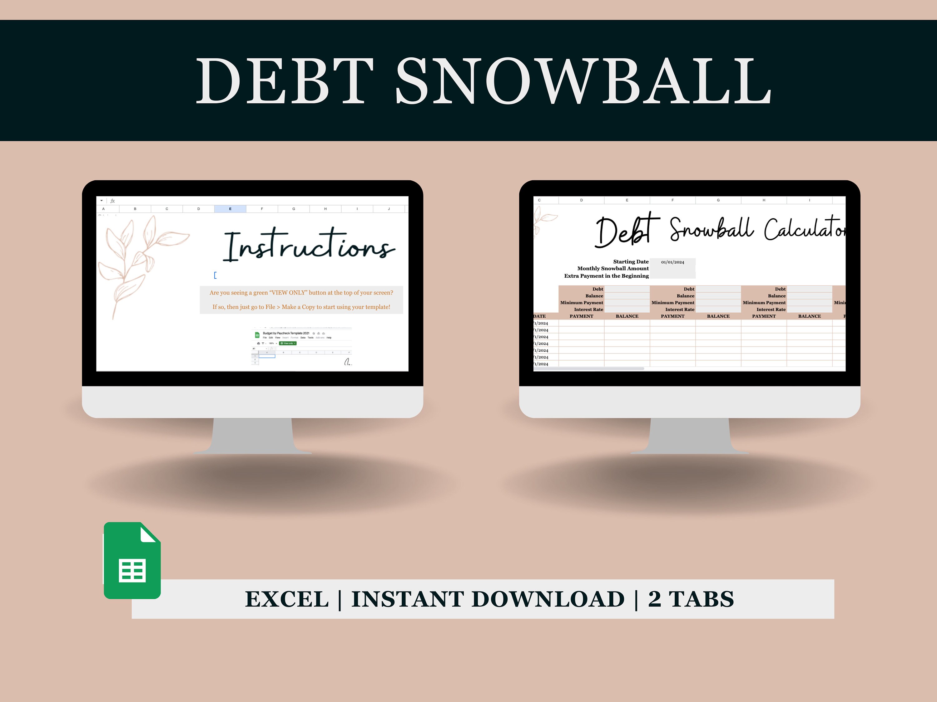 Debt Snowball Spreadsheet for Excel, Debt Snowball Calculator, Debt ...