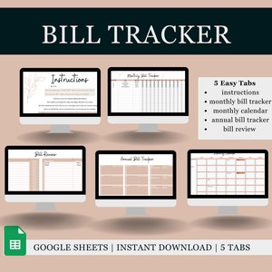 Bill Tracker Google Sheets, Bill Organizer, Bill Calendar, Monthly Bill ...