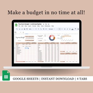 Monthly Budget Google Sheets, Bill and Expense Tracker Spreadsheet ...