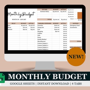 Monthly Budget Google Sheets, Bill and Expense Tracker Spreadsheet ...