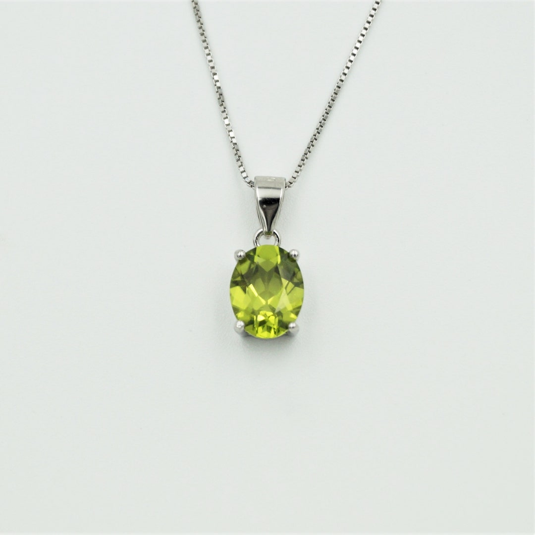 Peridot Olivin echter Edelstein Oval minimalistisch grün-gelb Anhänger ...