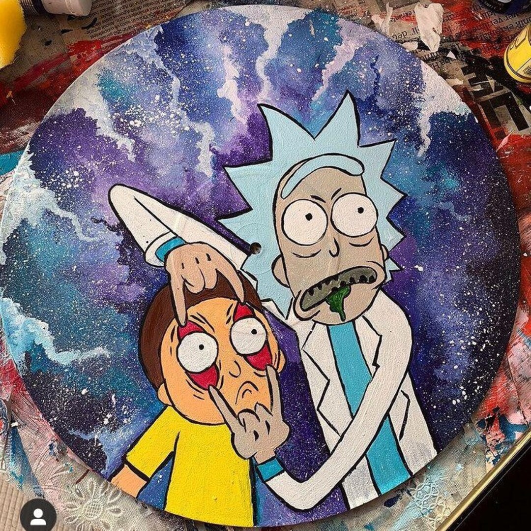 Rick and Morty on Original Painted Vinyl Record - Etsy