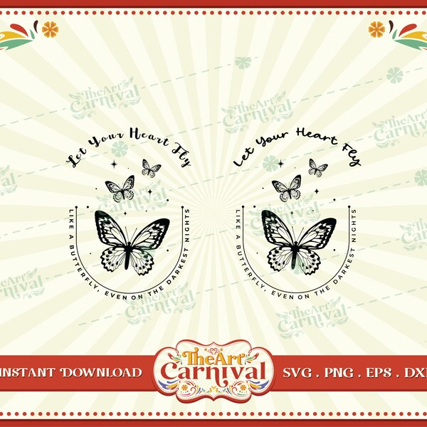 Butterfly Heart Flying Svg - Etsy