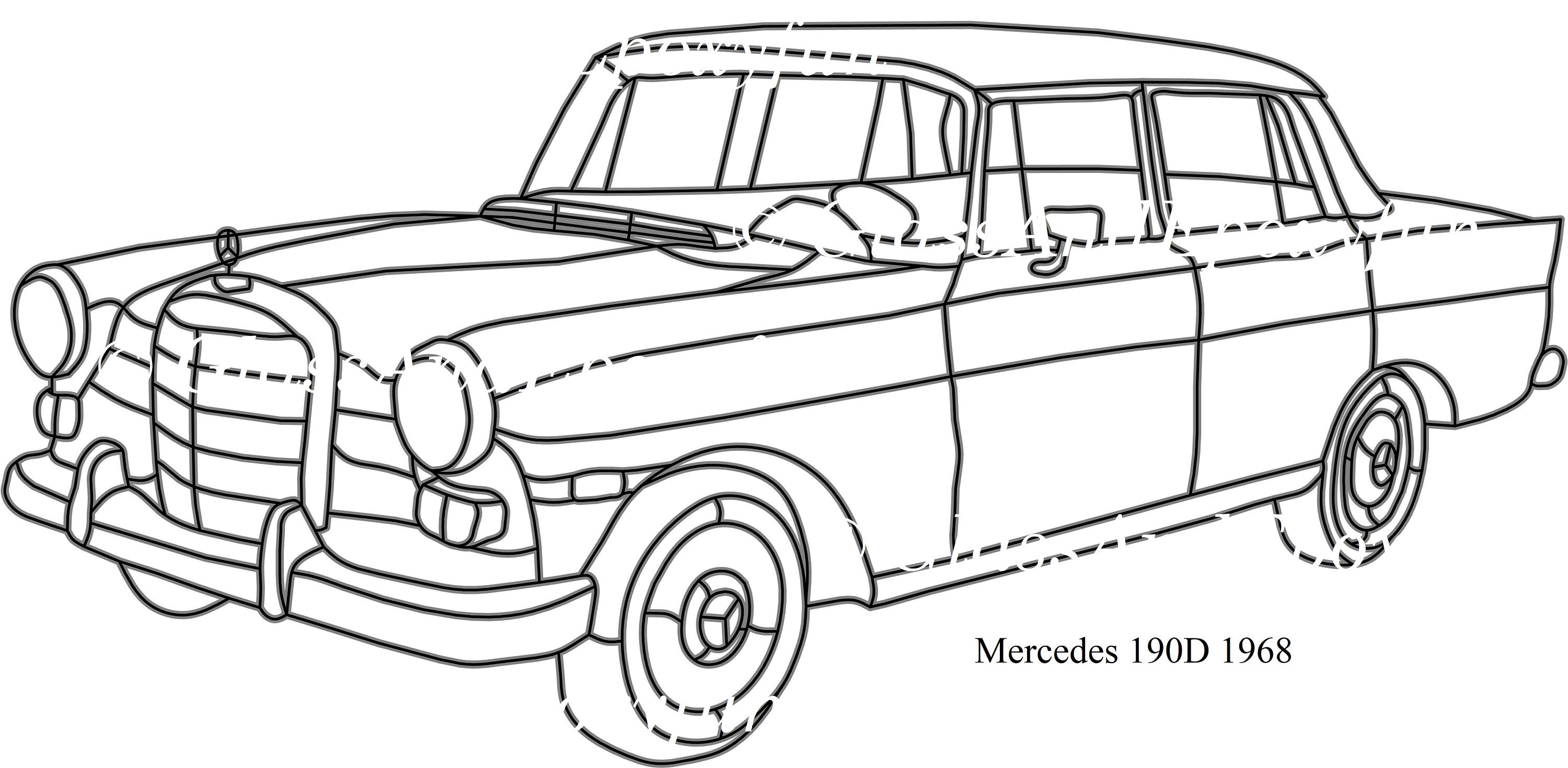 Stained Glass Pattern for Classic Mercedes - Etsy