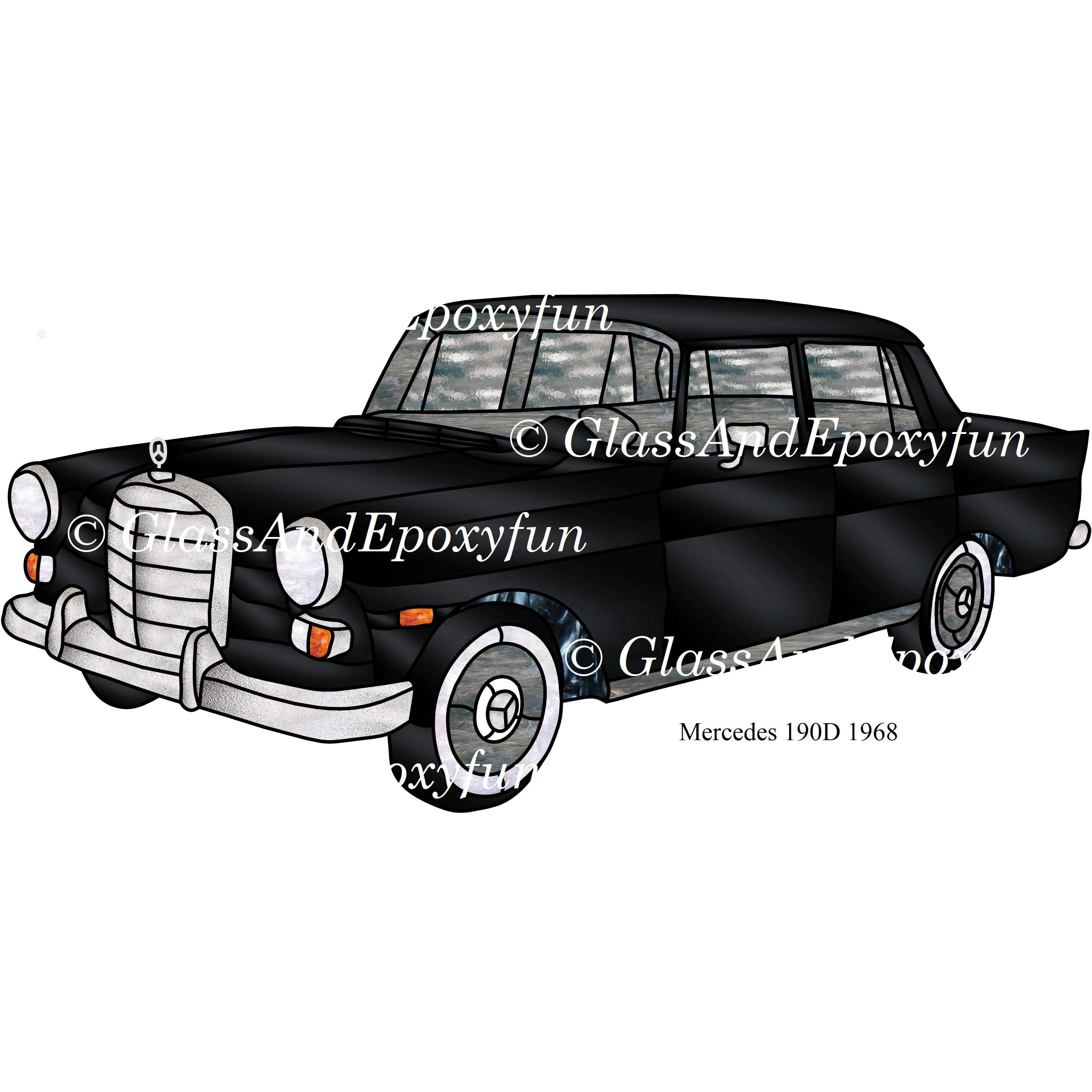 Stained Glass Pattern for Classic Mercedes - Etsy