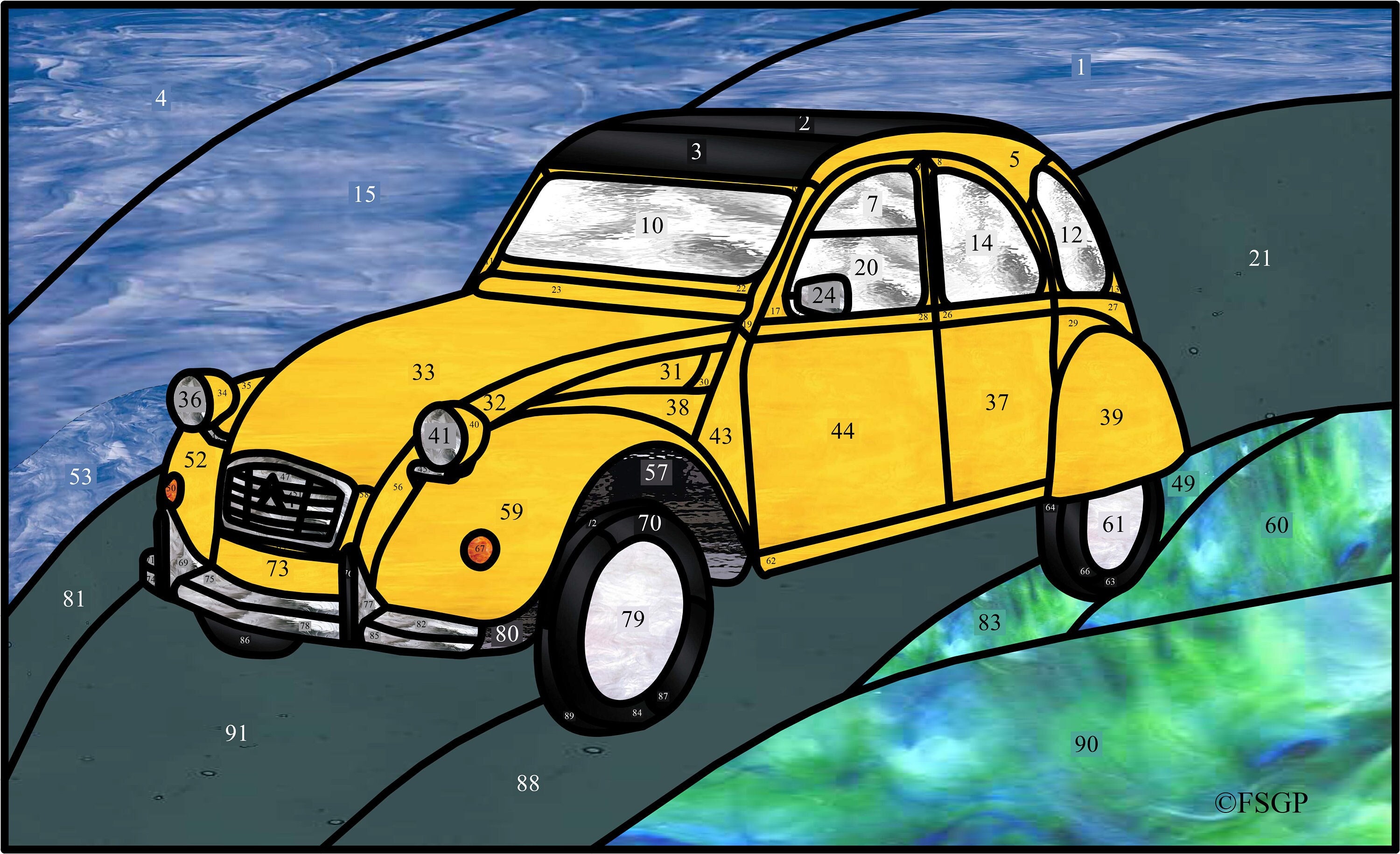 Stained Glass Pattern for Citroen-2cv - Etsy