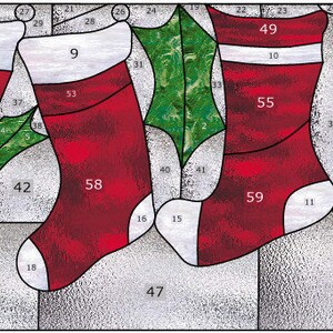 Pattern for Stained Glass Christmas Stocking Panel in JPEG,PDF and ...