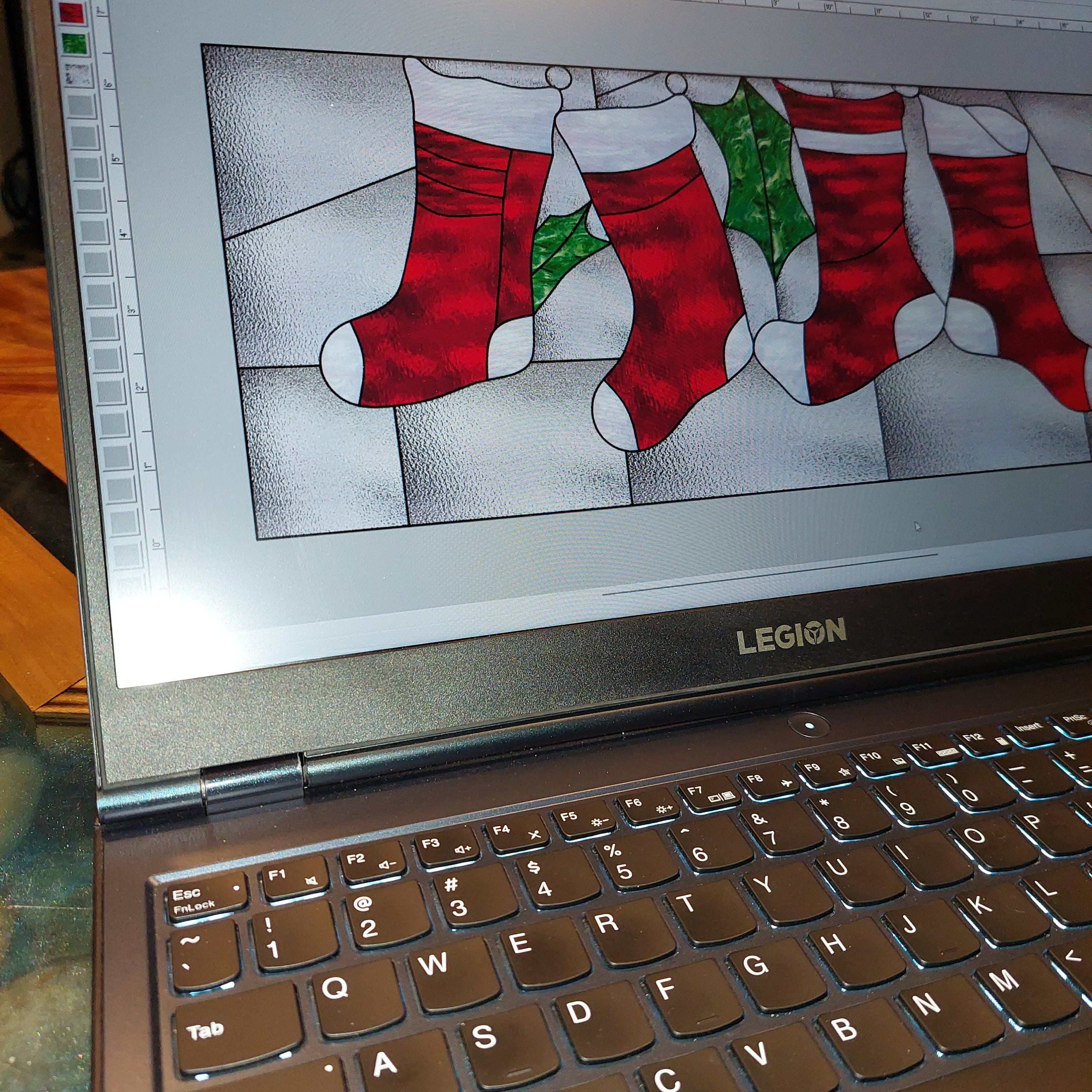 Pattern for Stained Glass Christmas Stocking Panel in JPEG,PDF and ...