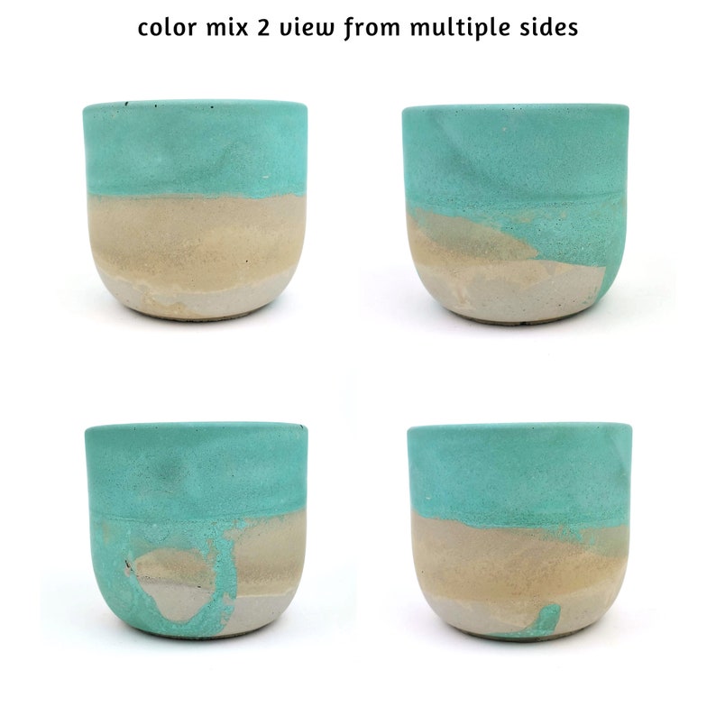 4 Concrete Cement Plant Pot Multi Color Drain Hole - Etsy