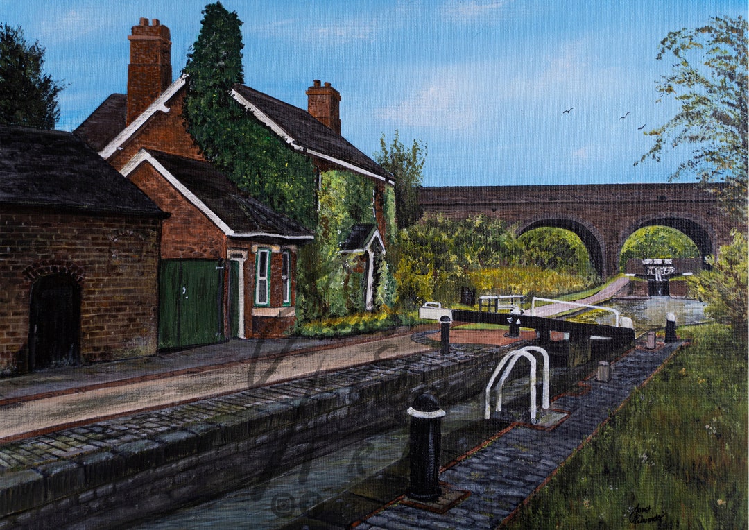 Original Painting of Parkhead Locks & Viaduct - Etsy