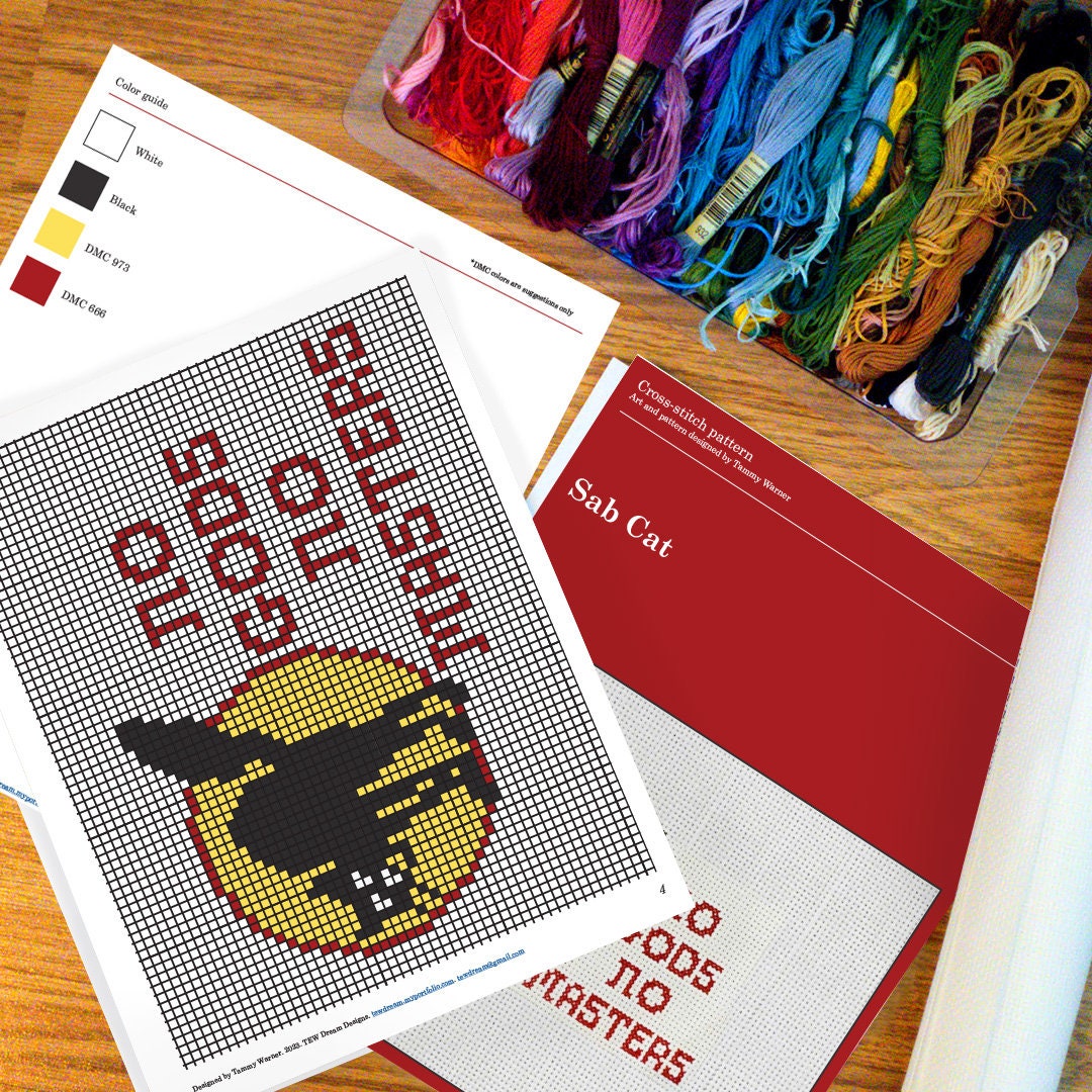 Cross-stitch Pattern: Sab Cat - Etsy