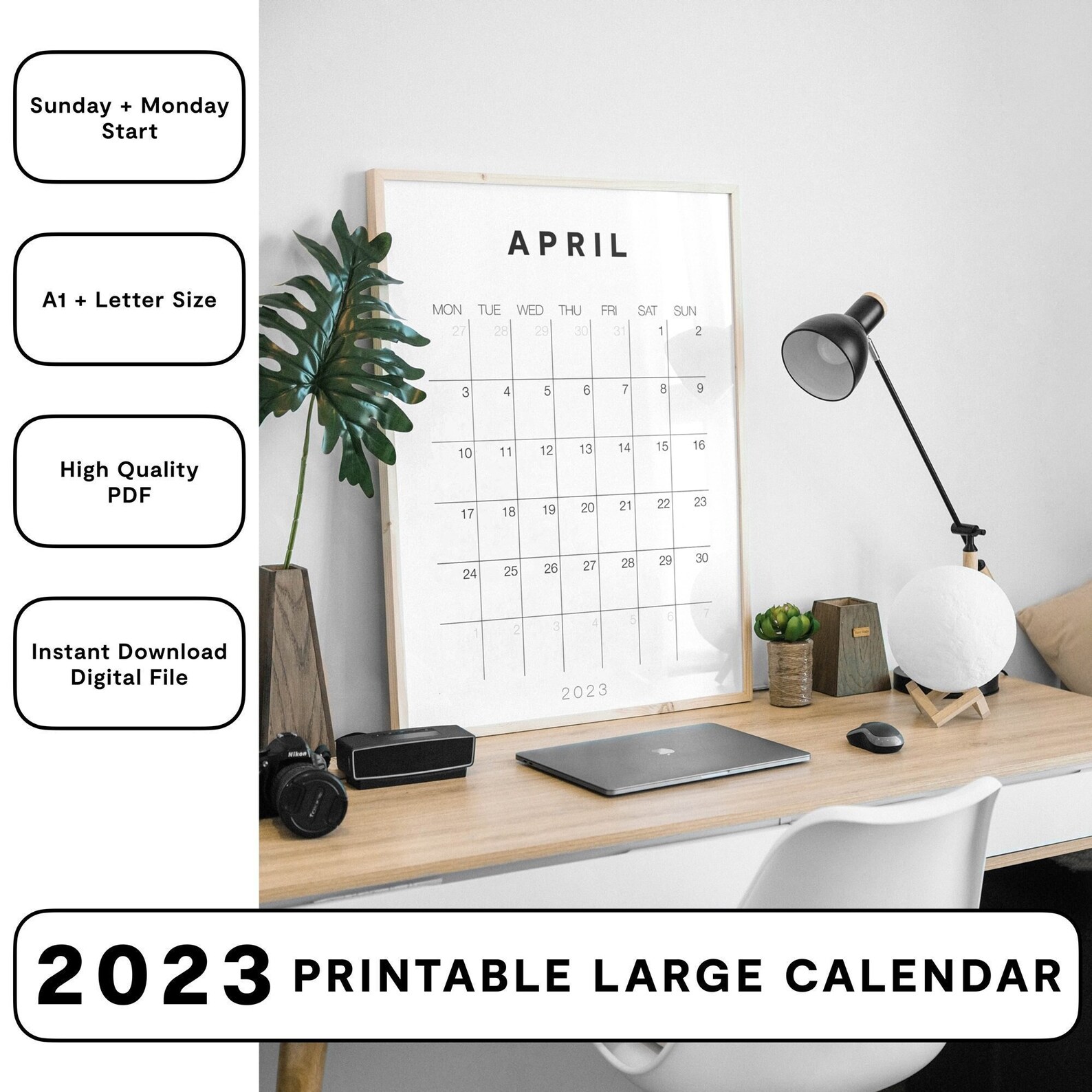 2023 Big Calendar Printable 2023 Big Wall Calendar 2023 - Etsy