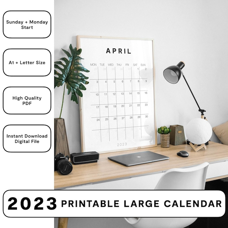 2023 Big Calendar Printable 2023 Big Wall Calendar 2023 - Etsy