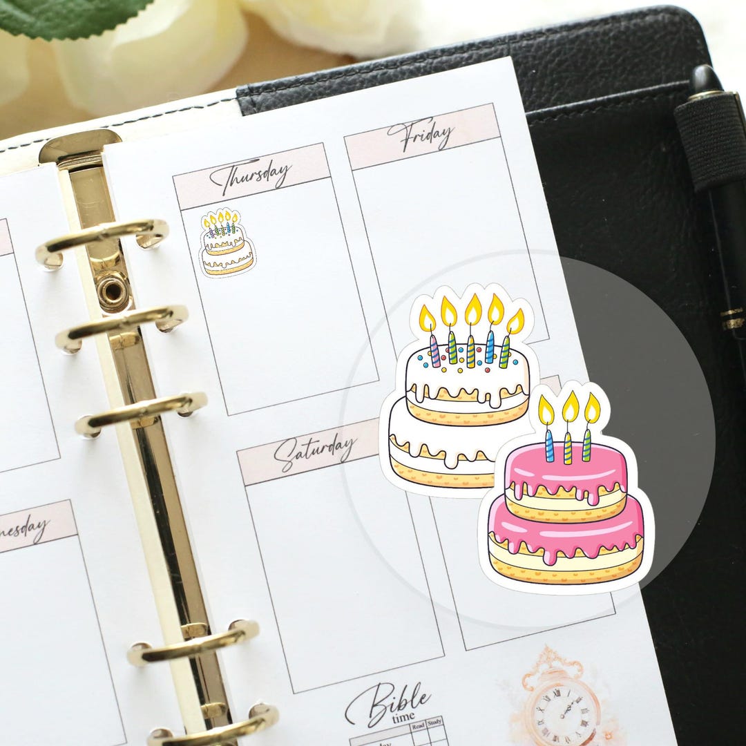 Birthday Cake Planner Sticker for Filofax Happy Planner Birthday ...