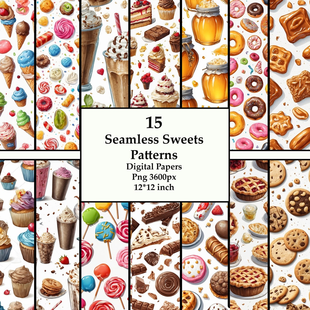 Seamless Sweets Patterns | Digital Paper | Printable Design | Direct ...
