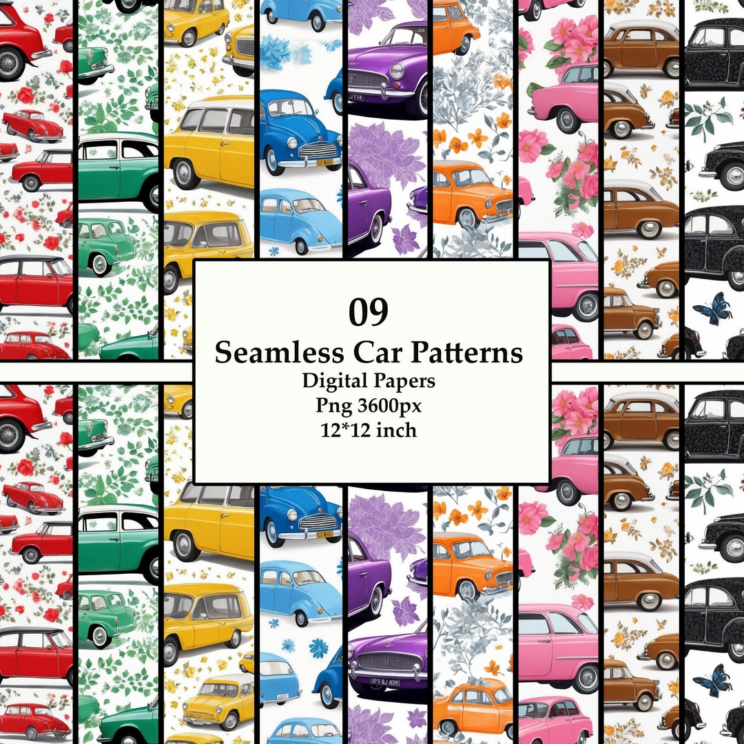 Seamless Car Patterns | Digital Paper | Printable Design | Direct ...