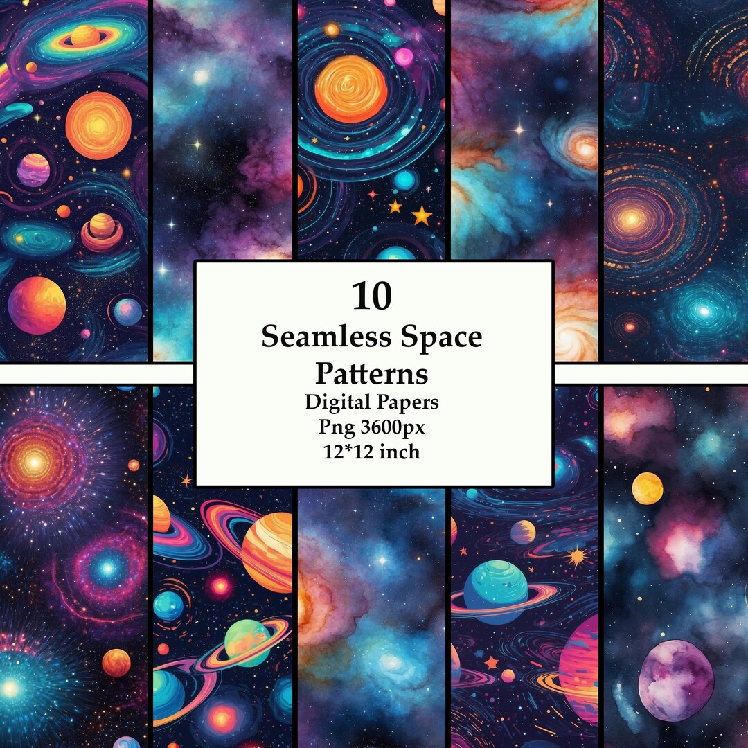 Seamless Space Patterns | Digital Paper | Printable Design | Direct ...