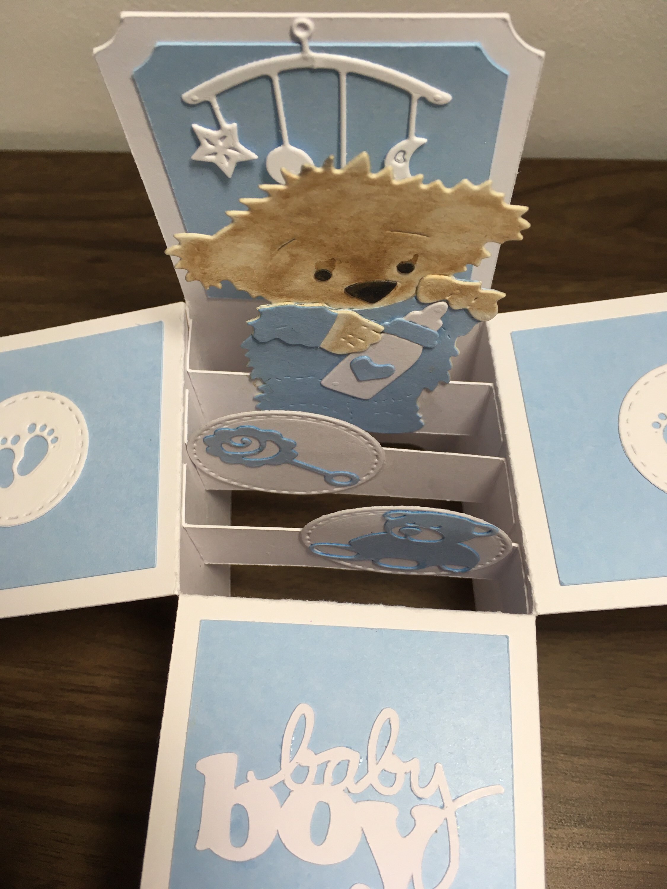 Handmade Box/Pop up Baby card Baby Boy Baby Girl blue | Etsy