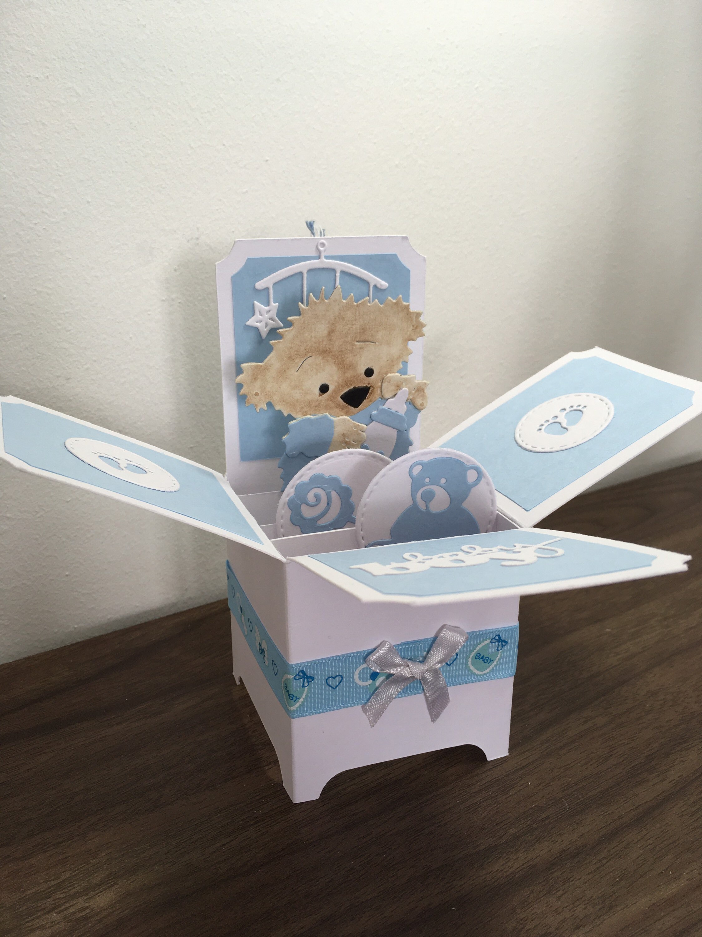 Handmade Box/pop up Baby Card Baby Boy Baby Girl Blue - Etsy UK