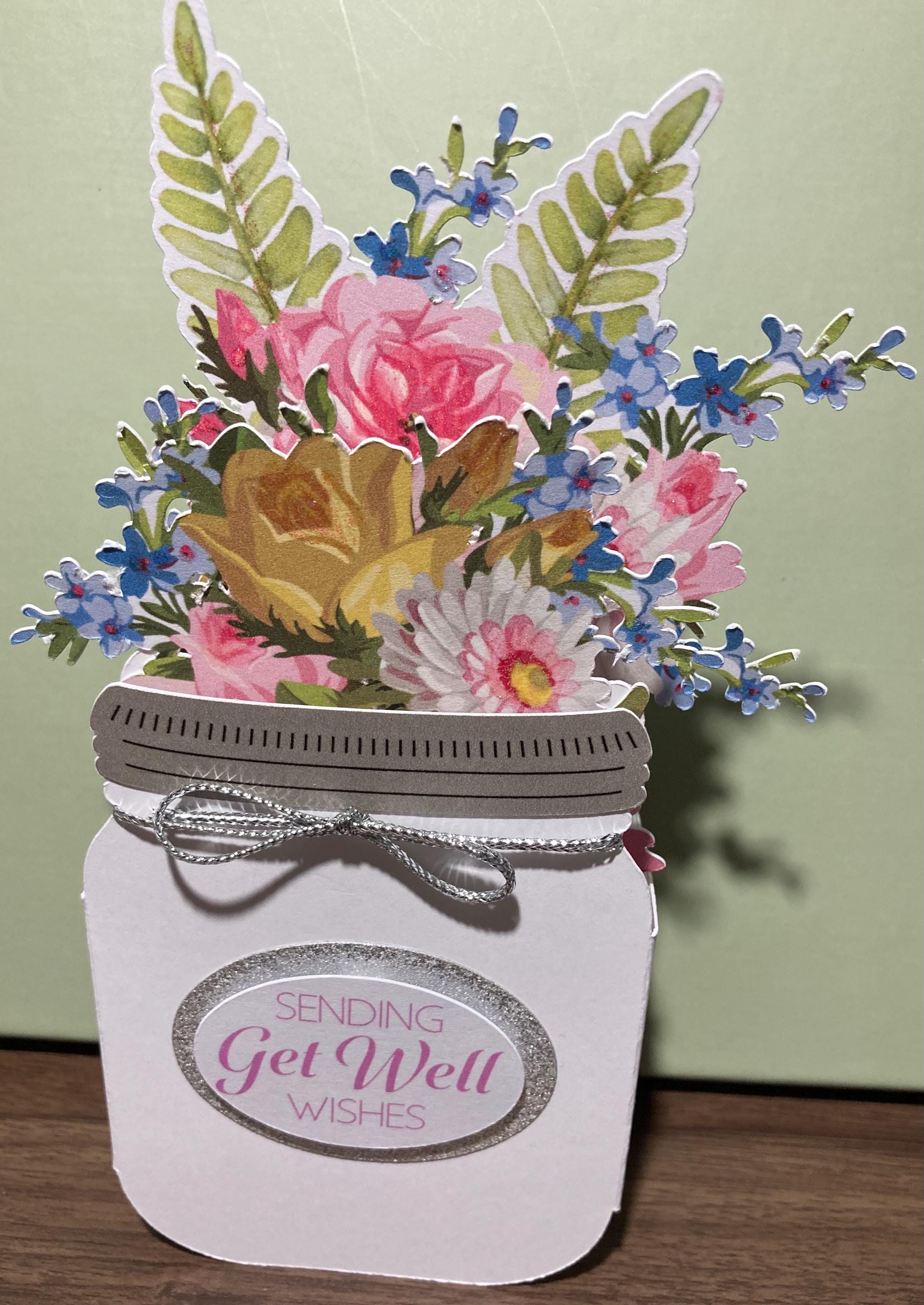 Get Well Soon Pop up Flower Box Card: Handmade Vase Card - Etsy UK