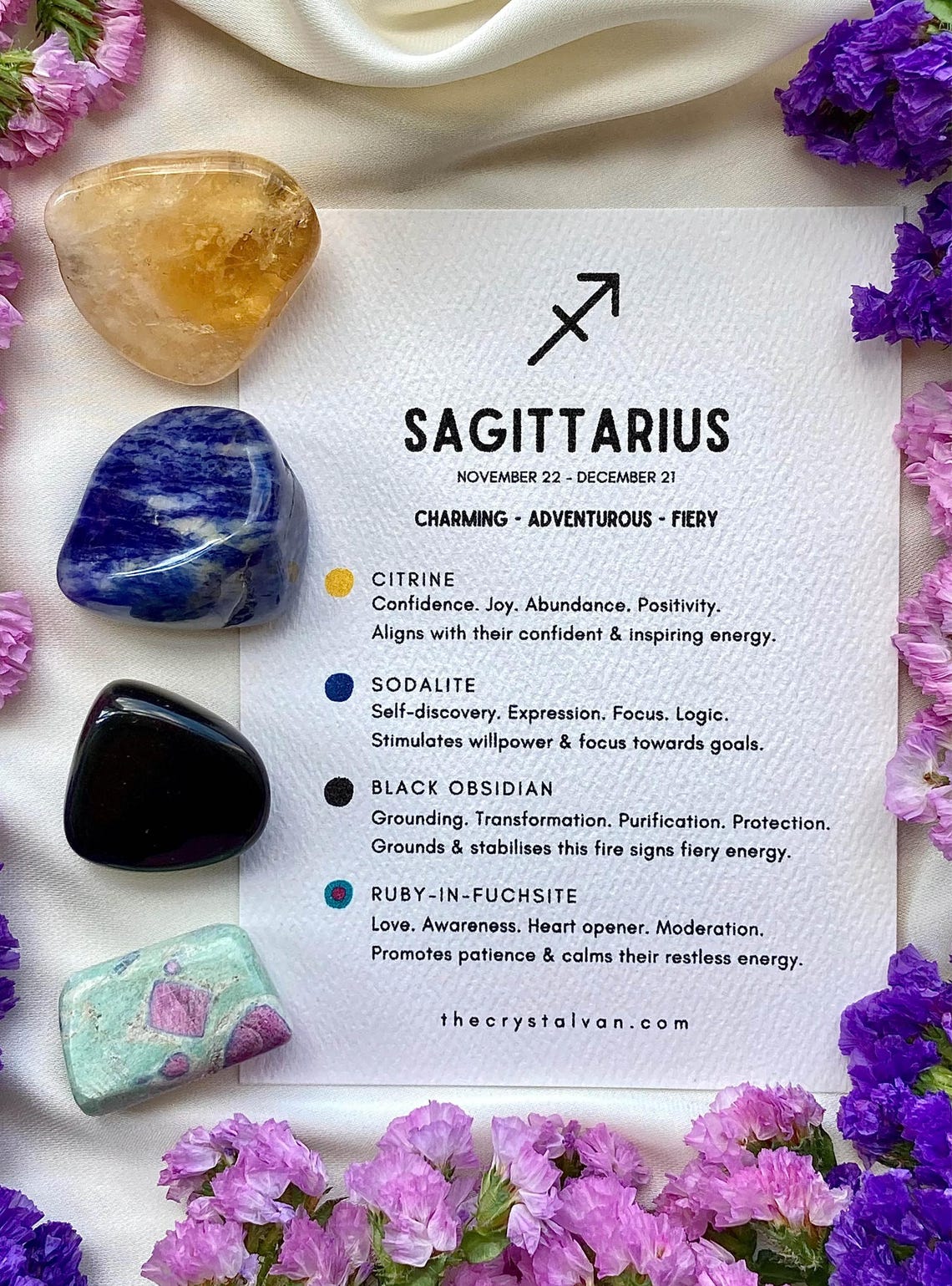 SAGITTARIUS Zodiac Crystals Set Kit November December Birthday Gifts ...