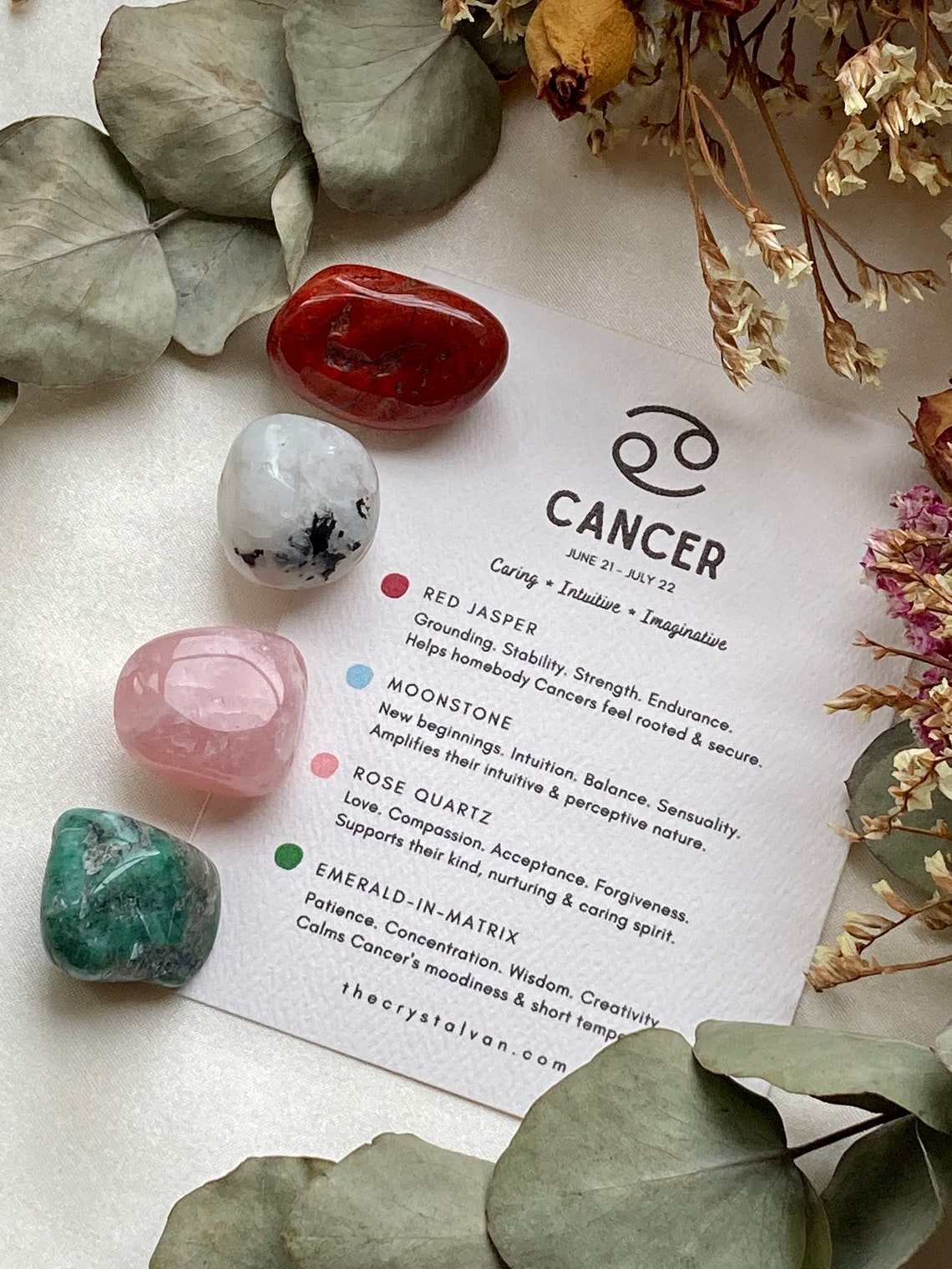 Cancer Zodiac Crystal Kit June Birthstone, July Birthstone, Crystals ...