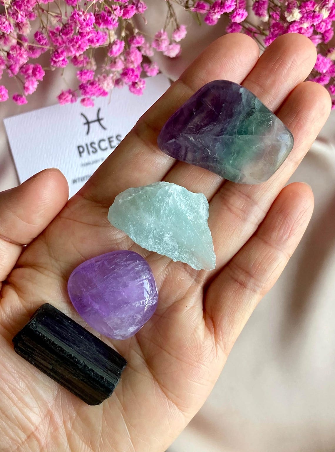 Pisces Natural Healing Zodiac Crystal Kit March Gift Birth Month ...