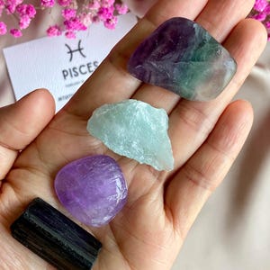 Pisces Natural Healing Zodiac Crystal Kit March Gift Birth Month ...