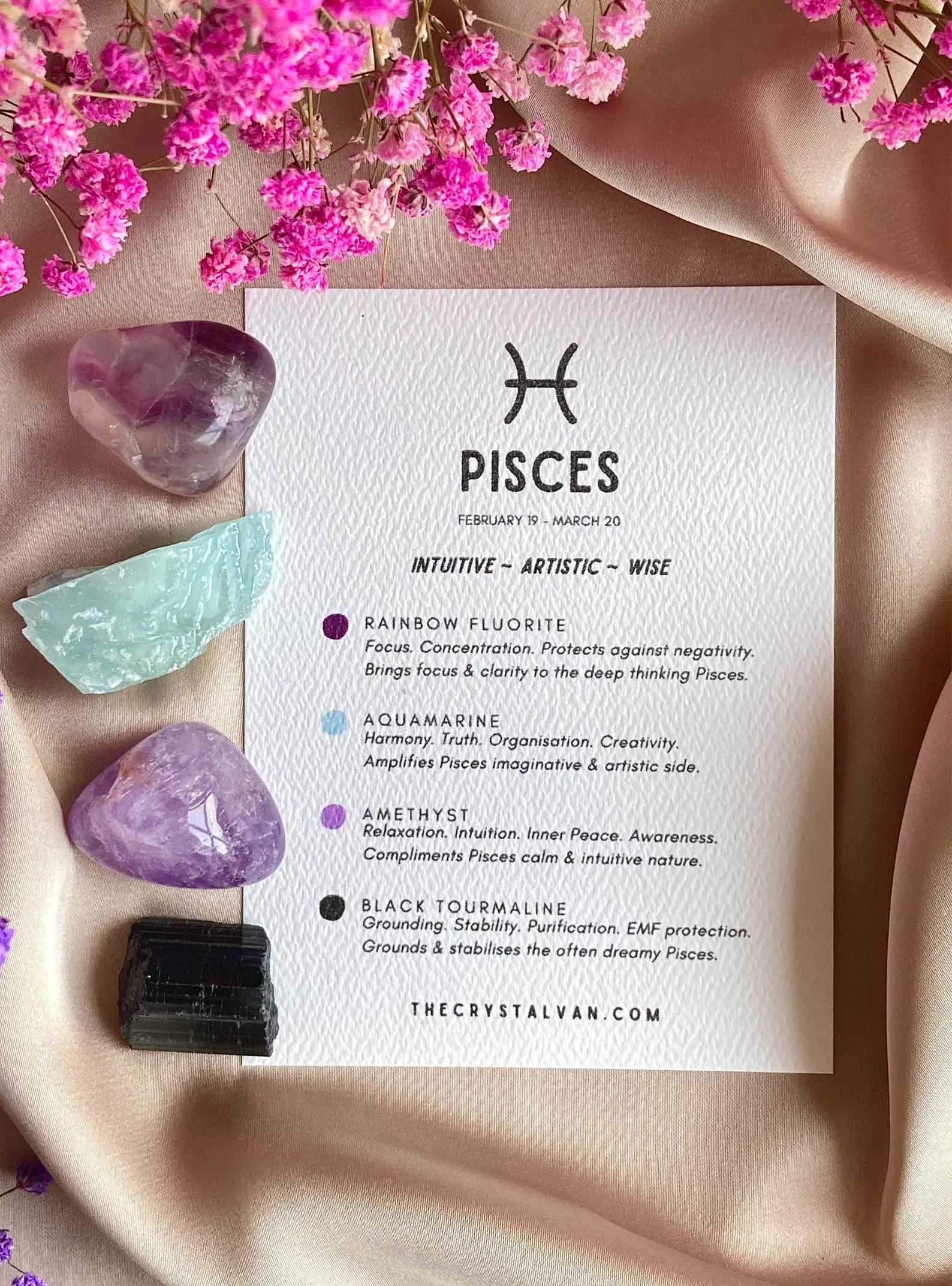 Pisces Natural Healing Zodiac Crystal Kit March Gift Birth Month ...