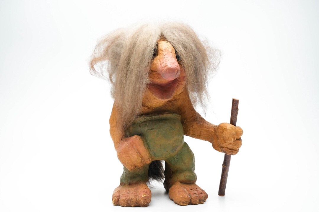 Large Vintage Nyform Troll With Stick – Handmade Norwegian Troll Statue ...
