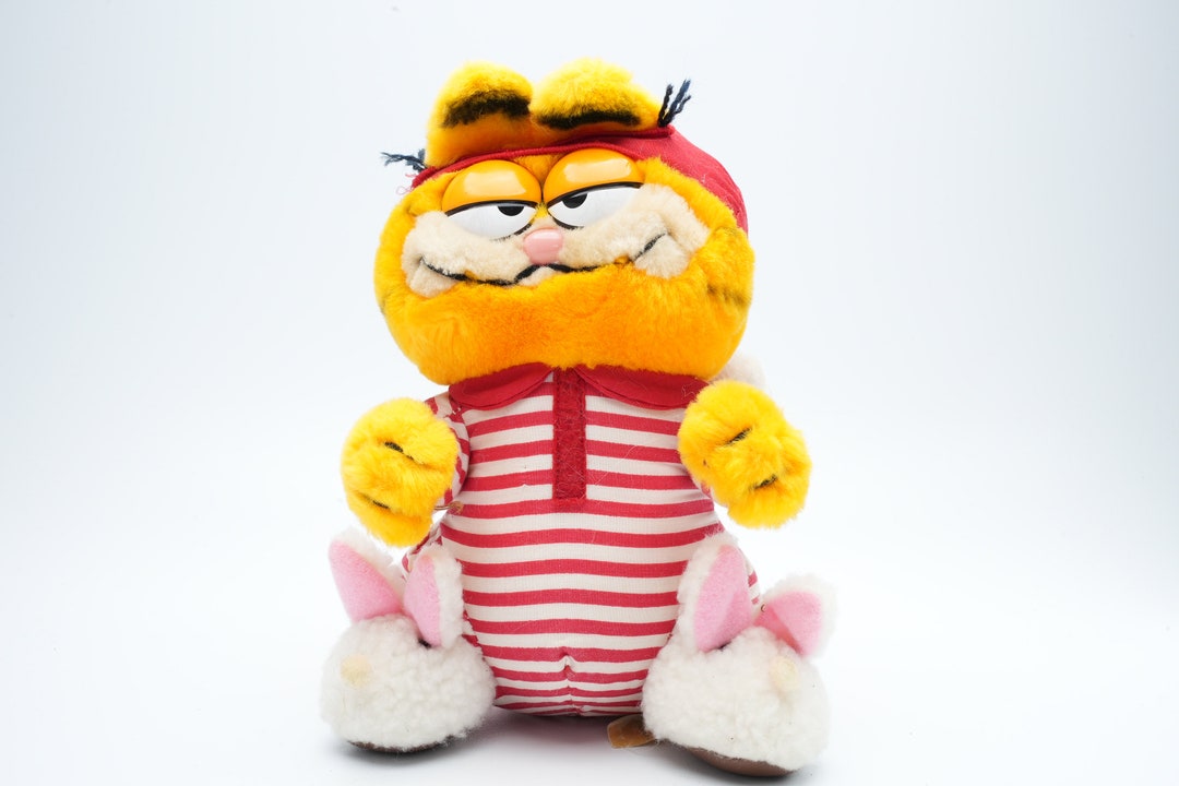 Vintage Garfield Plush in Pajamas With Bunny Slippers Classic ...
