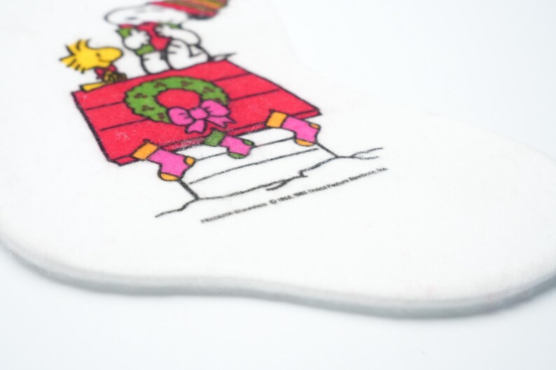 Snoopy Christmas Stocking With Woodstock on Decorated Dog House ...