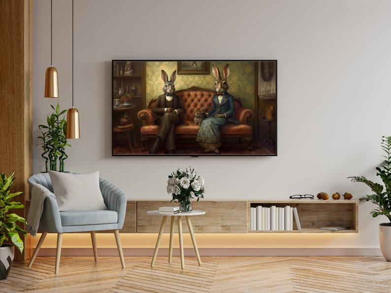 Victorian Era Rabbit Couple Samsung Frame TV Art | Instant Download ...