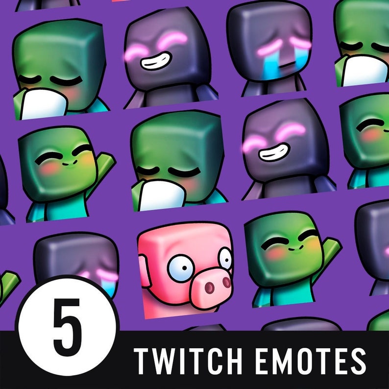 5 Minecraft Twitch Emotes Ultimate Pack 19 / Emotes para | Etsy México