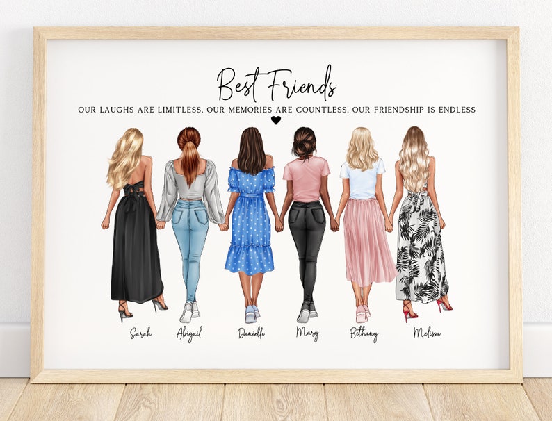 Best Friend Gift Group of Friends Print Best Friend Print - Etsy