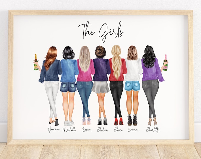 Best Friend Gift, Group of Friends Print, Best Friend Print, Best ...