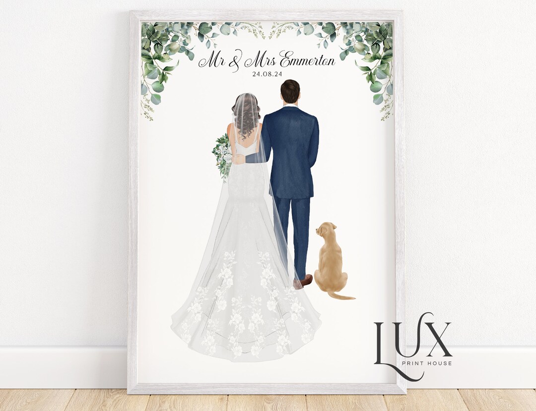 Personalised Wedding Print Dog, Wedding Gift, Wedding Poster With Pets ...