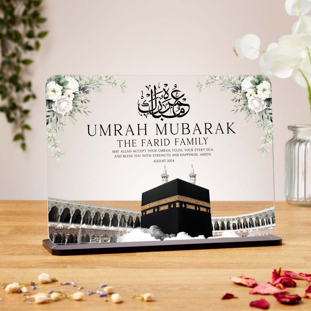 Umrah Mubarak Acrylic Plaque, Personalised Islamic Gift, Custom Hajj ...
