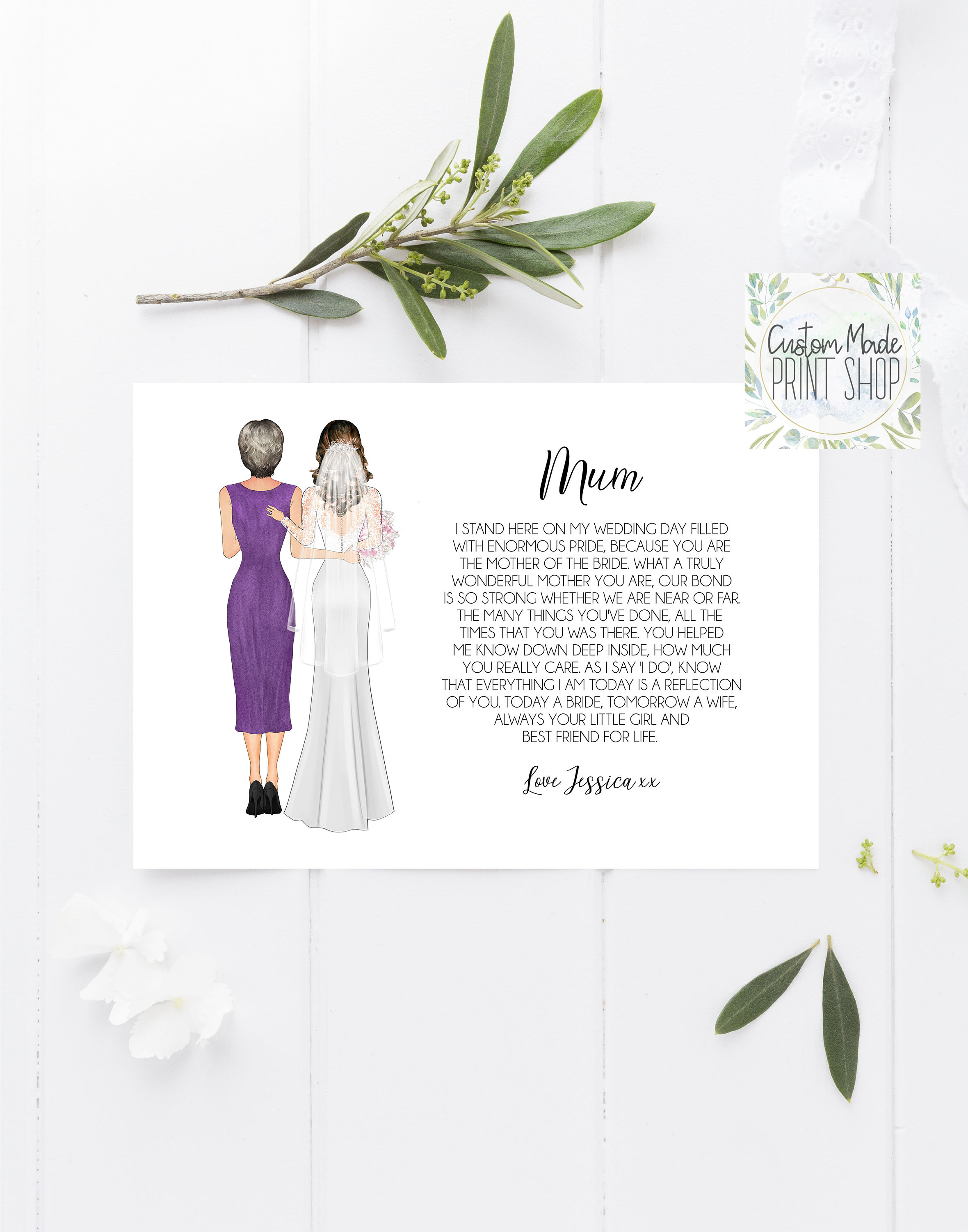 Mother of the bride print gift for mother of the bride | Etsy