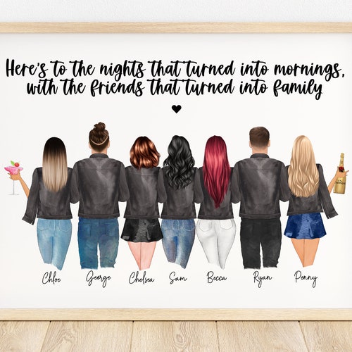 Personalised Group of Friends Print Best Friend Print - Etsy UK